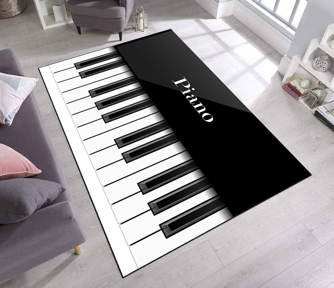 Piano Rugmusic Rugnote Rugcustom Rugwhite Black - Etsy