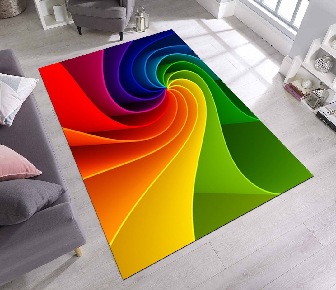 Colorful Rugrainbow Decor Rugcolorful Patterned Rughome - Etsy