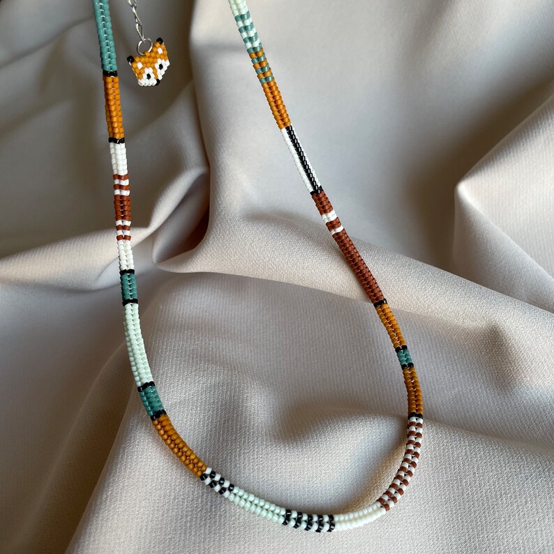 Handmade Miyuki Beaded Necklace, Fox Detailed Miyuki Necklace - Etsy