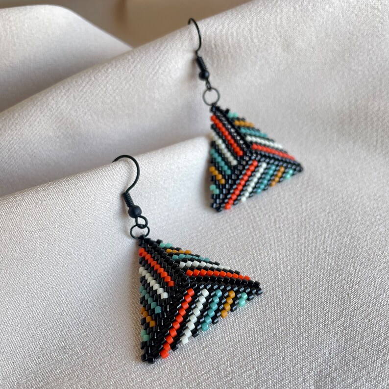 Miyuki Beaded Triangle Handwoven Earrings - Etsy
