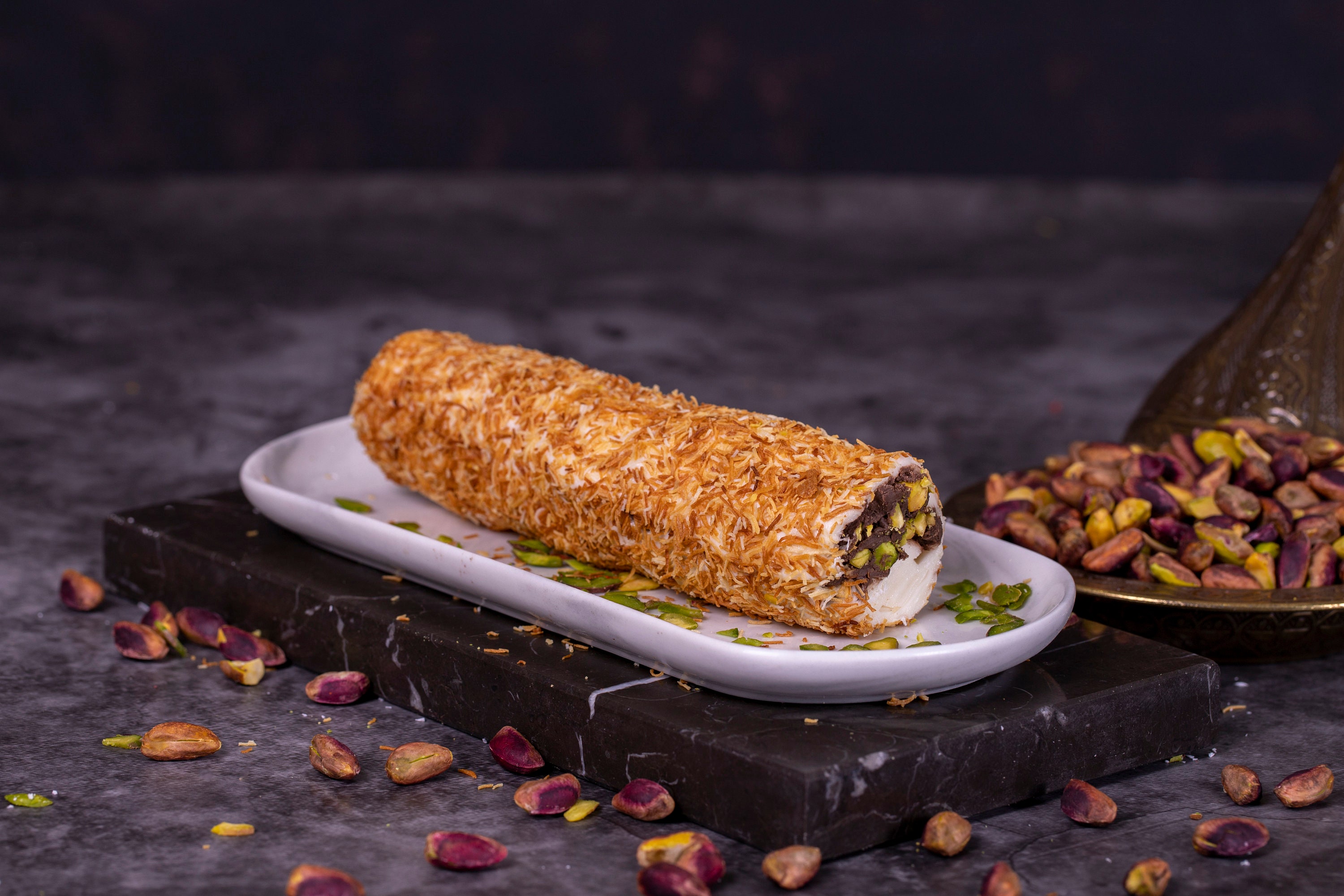 Kadaif With Pistachio Nutella Delight, Turkish Delight, Turkish Dessert ...