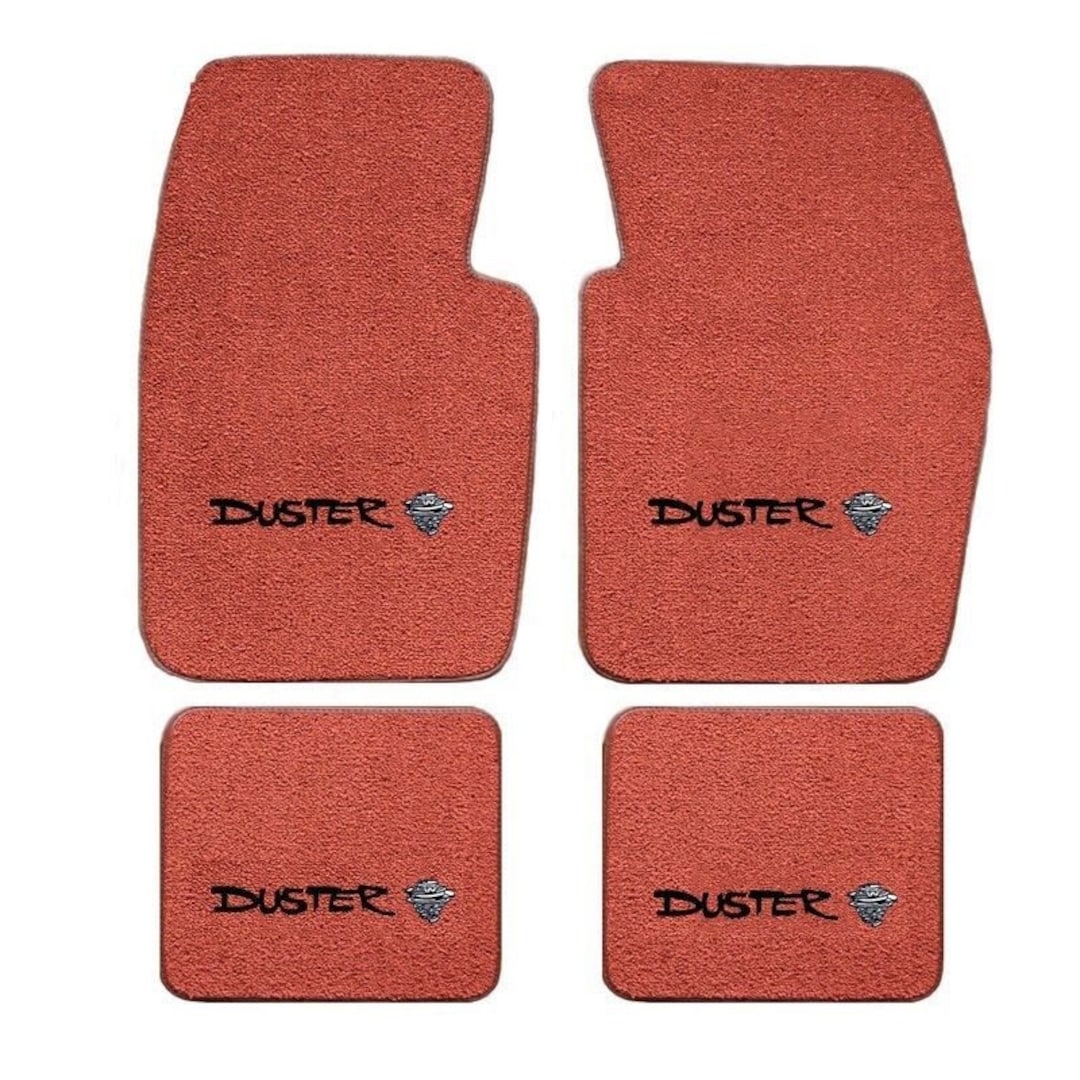 New 1970-1976 Plymouth Duster CARPET Floor Mats Red Embroidered Logo ...