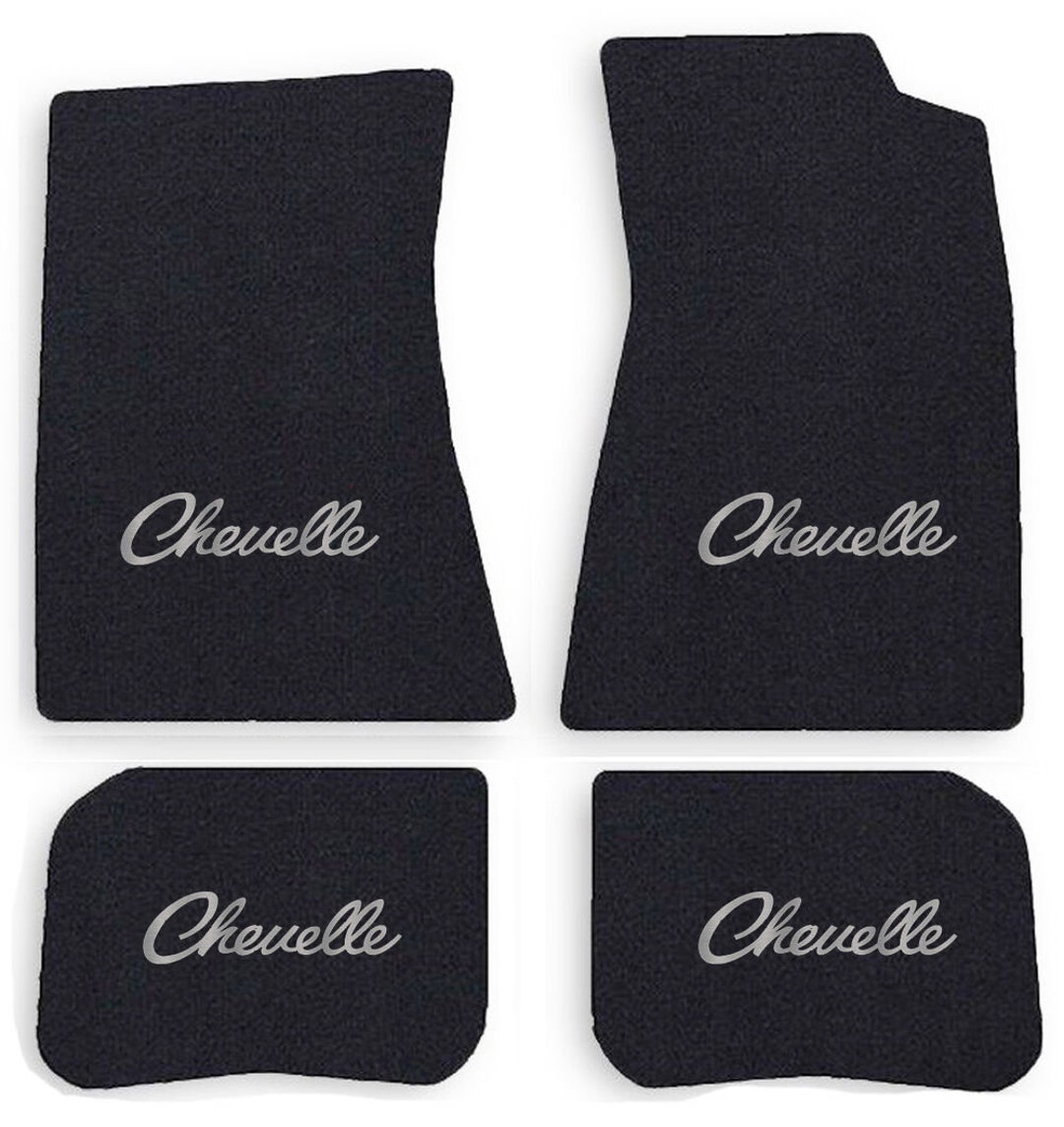 For Chevy Chevelle SS 396 Floor Mats Carpet Black Silver Embroidered ...