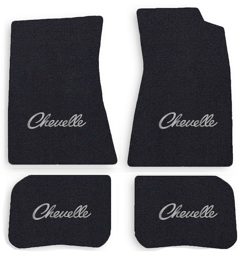 For Chevy Chevelle SS 396 Floor Mats Carpet Black Silver Embroidered ...