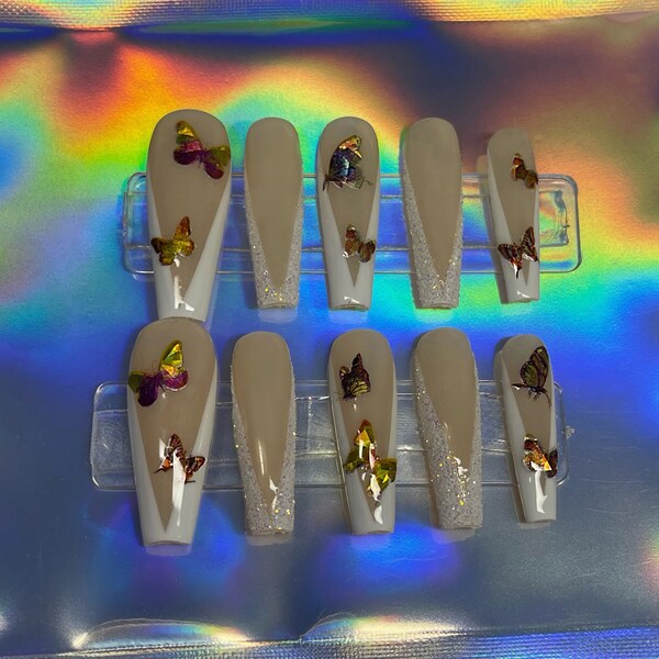 V Cut Press on Acrylic Nails - Etsy