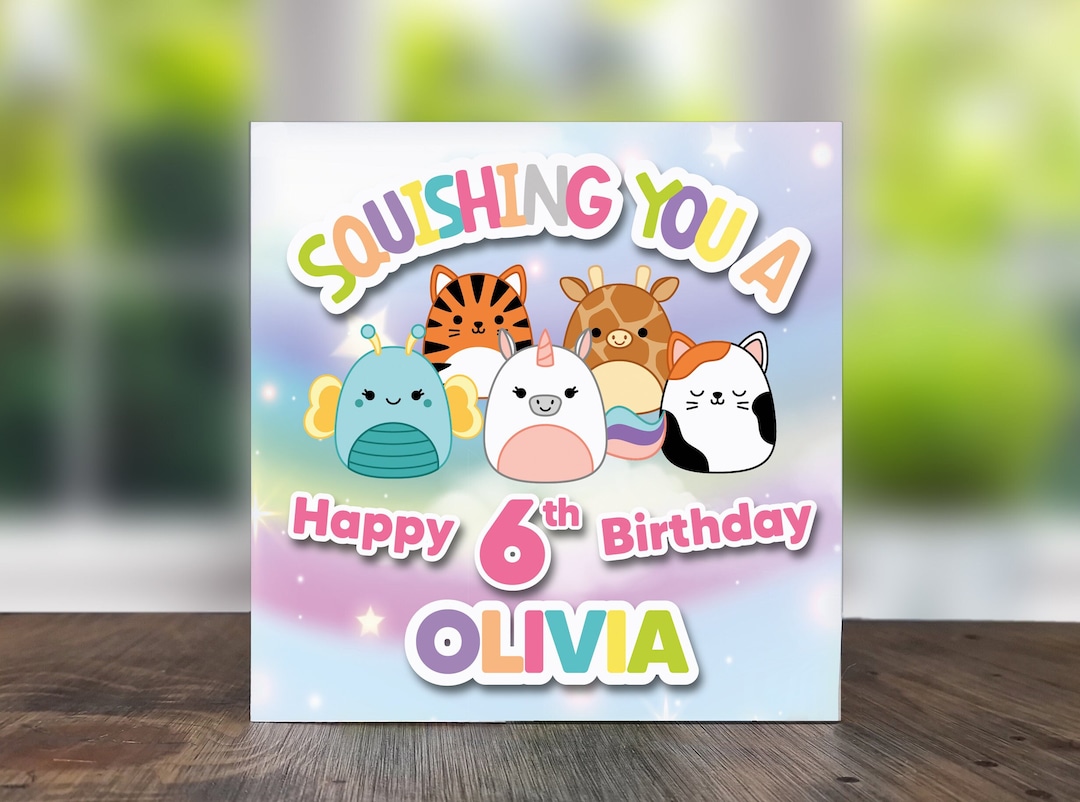 Personalised Birthday Card Girls Squish Birthday Card Cute Marshmallow ...