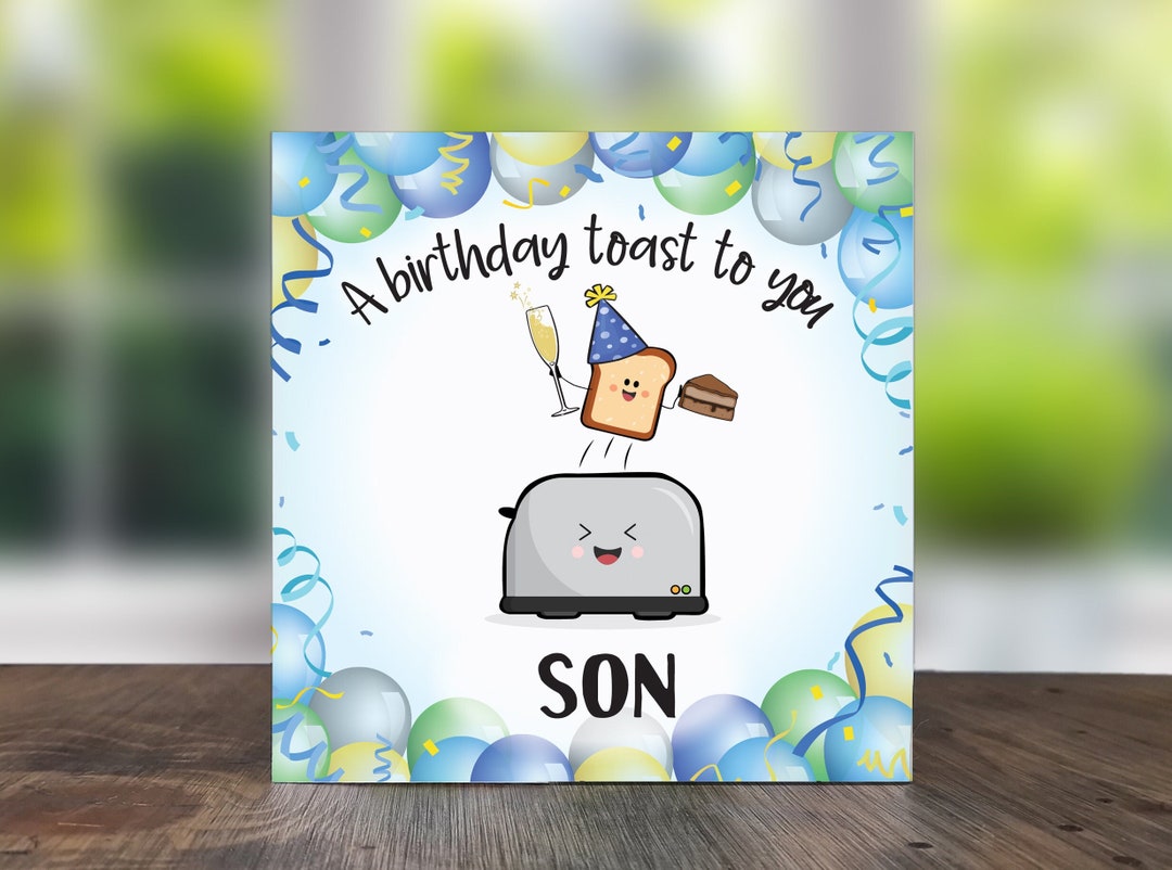 A Birthday Toast to You Son: Birthday Card for Son, Cute Birthday Card ...