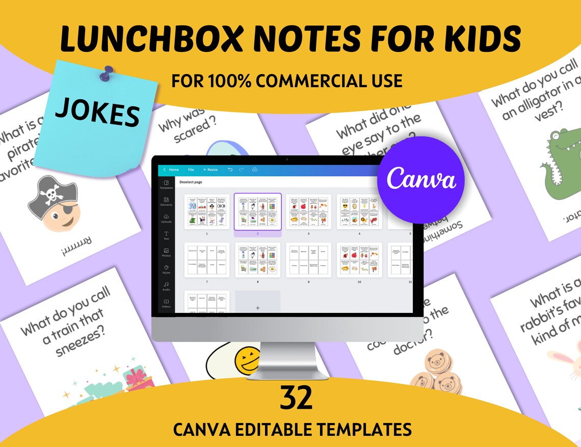 Jokes Lunch Box Notes for Kids, Commercial License, Commercial Use, PLR ...