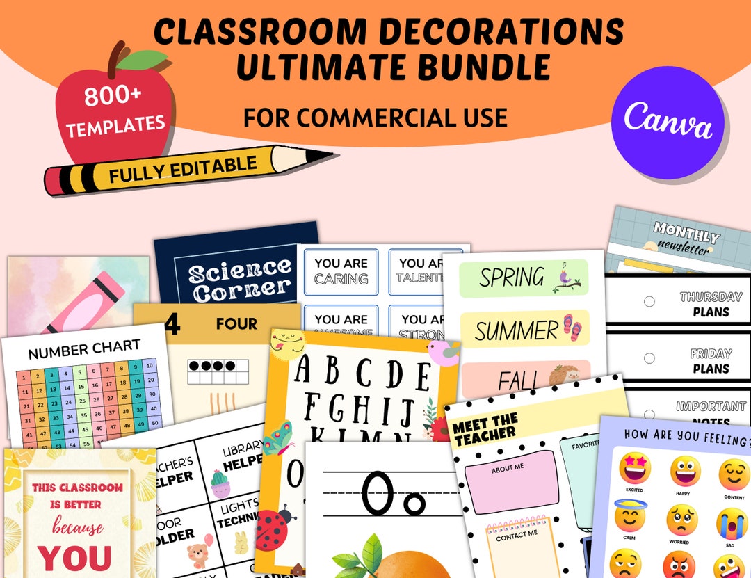 Classroom Decor Bundle Elementary, Printable, Commercial Use Canva ...