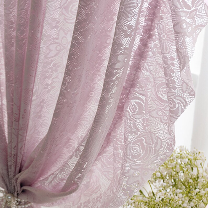 Vintage Pink Lace Curtains Shabby Chic Hollow Tulle Curtains - Etsy