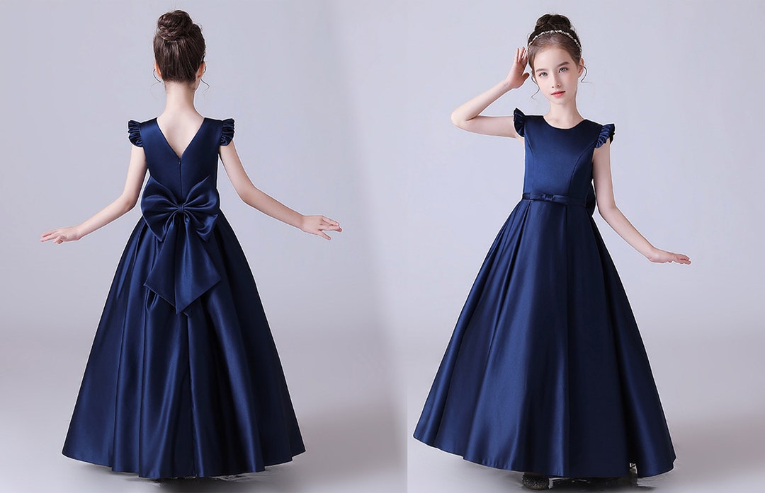 Girls Dress Navy Blue Sleeveless Princess Dress for Girl Elegant ...