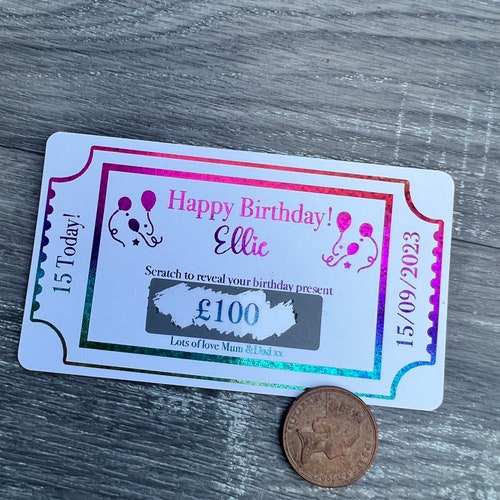 Personalised Birthday Scratch Card Gift - Etsy UK
