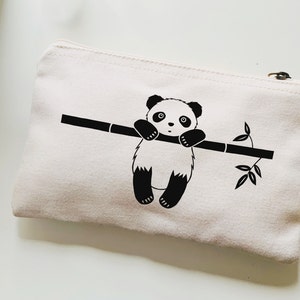 Cute Panda Bear Small Brushed Cotton Canvas Zip Pouch | Panda Pencil ...