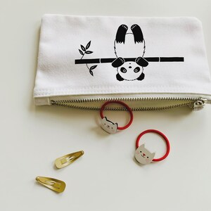 Cute Panda Bear Small Brushed Cotton Canvas Zip Pouch | Panda Pencil ...