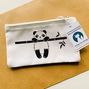 Cute Panda Bear Small Brushed Cotton Canvas Zip Pouch | Panda Pencil ...