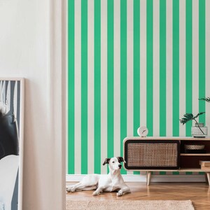 Striped Wallpaper With a Light Structure Green and White - Etsy UK