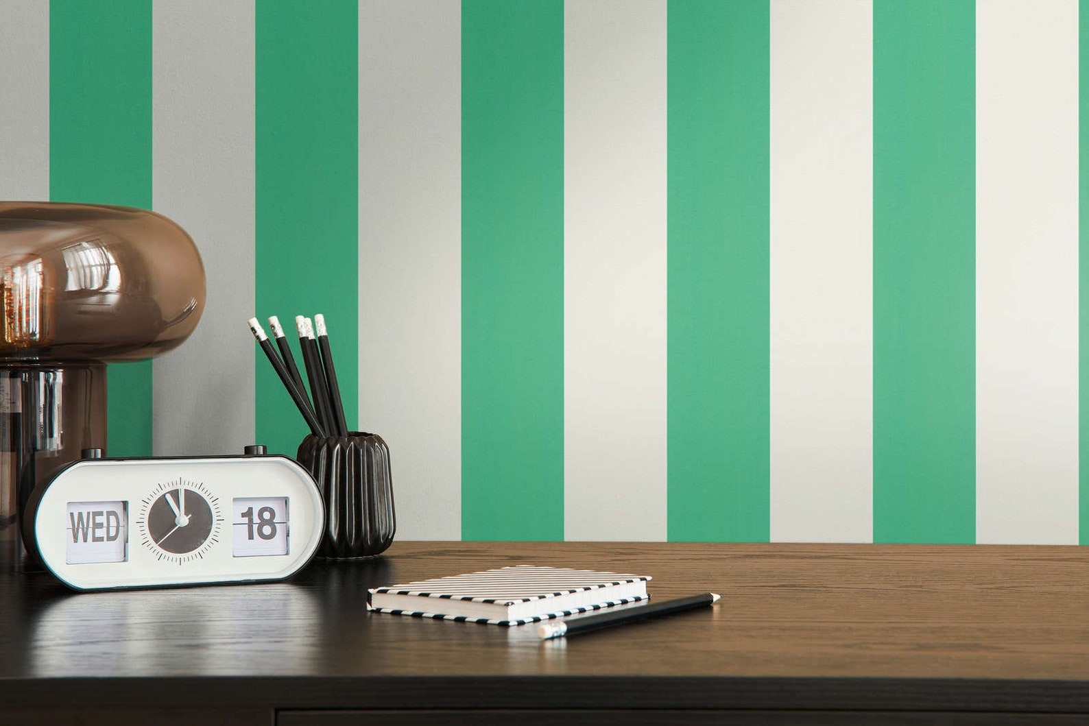 Striped Wallpaper With a Light Structure Green and White - Etsy UK
