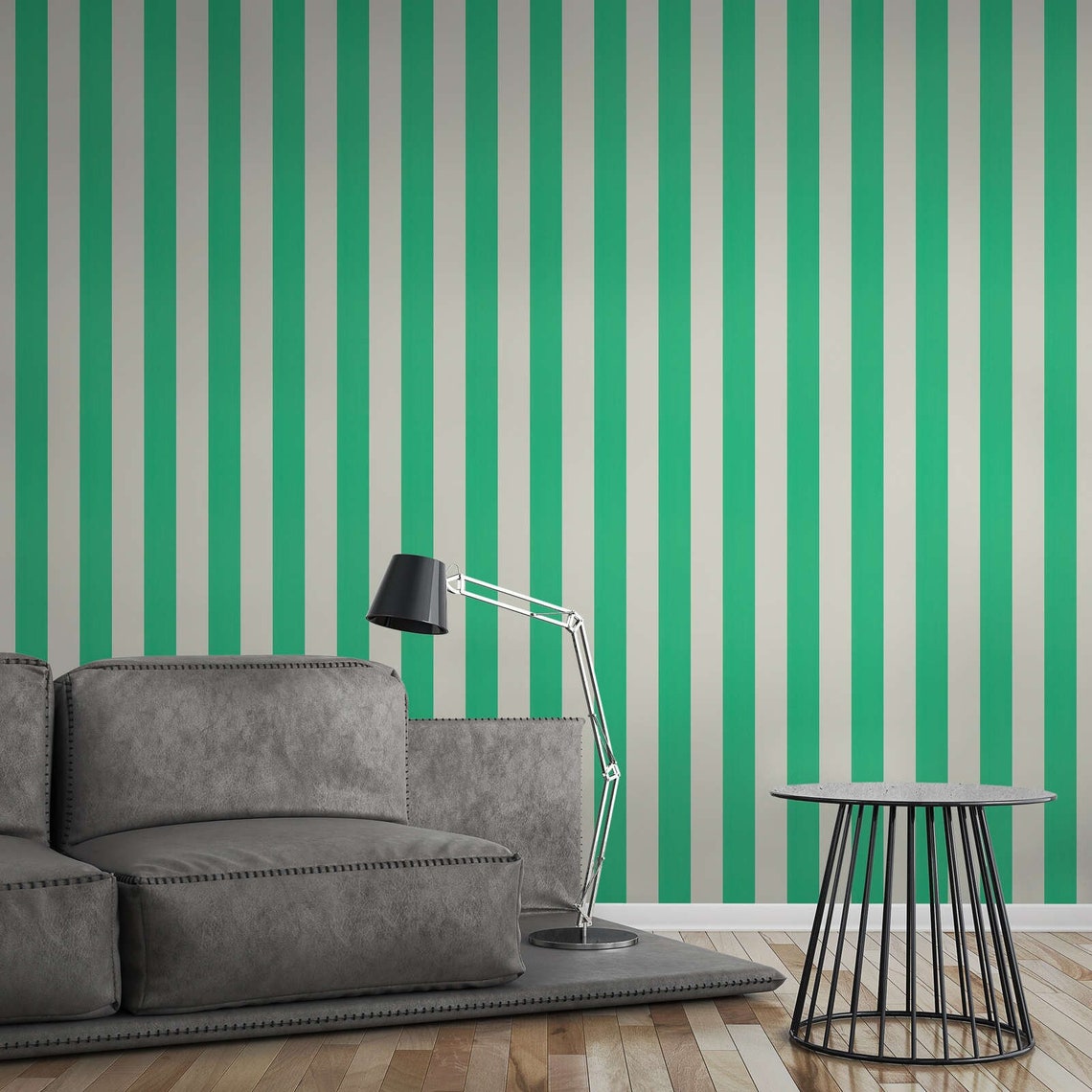 Striped Wallpaper With a Light Structure Green and White - Etsy UK