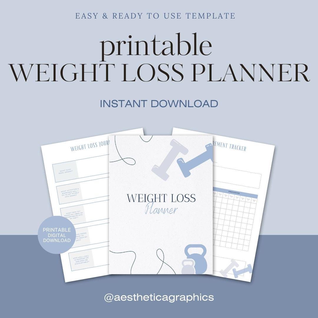 Printable Weight Loss Planner | Fitness & Wellness Tracker | Fasting ...