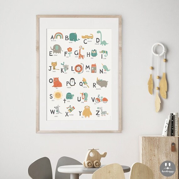Educational Children Poster Abc Happy Animals Spanish / | Etsy