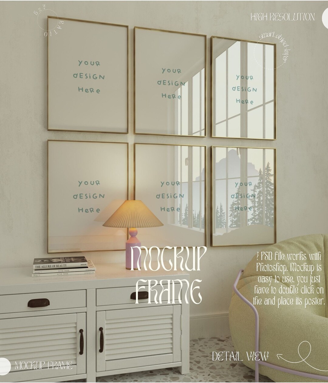 Mockup Frame, Set of 6 Frame, Galery Wall Frame, Colorful Mockup Frame ...