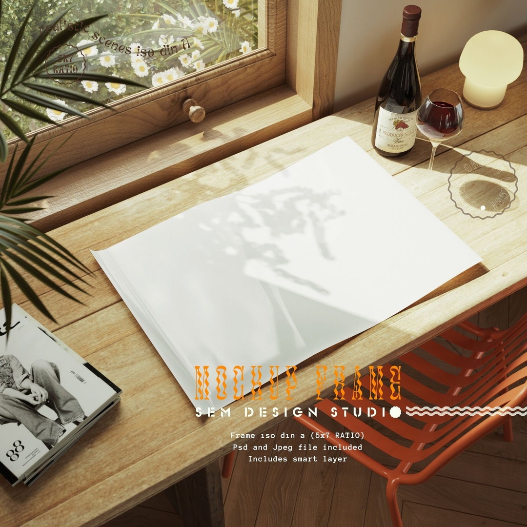 Poster Mockup Frame Glass Reflection Mockup Natural Light Mockup ...