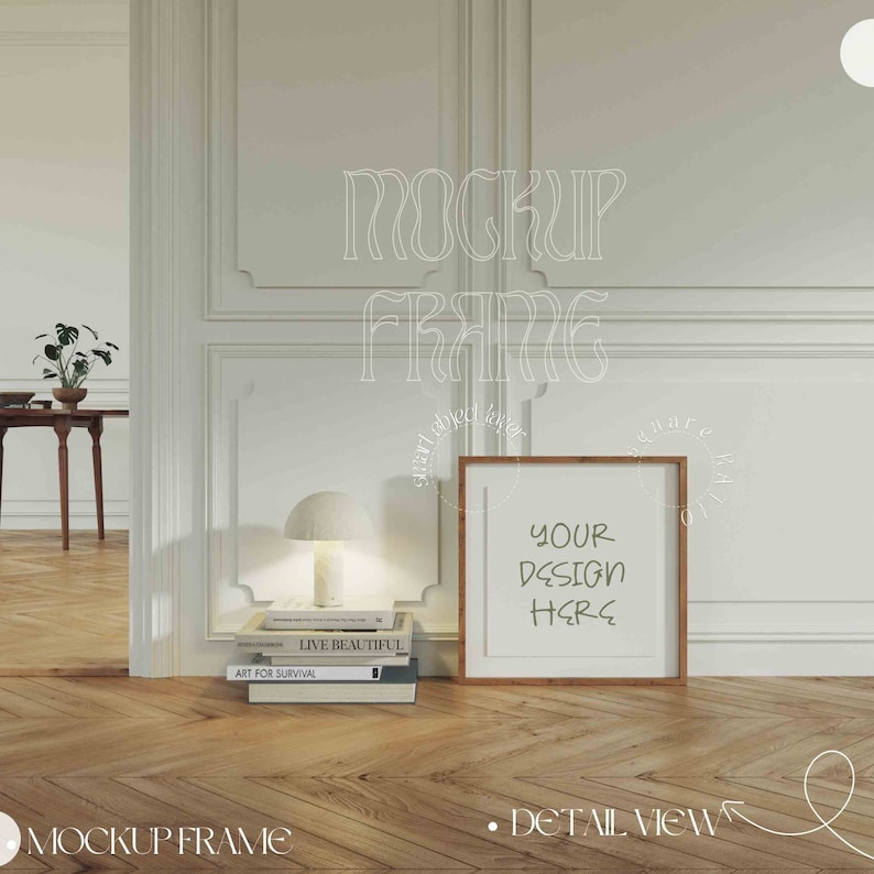 Square Wooden Frame Mockup: Shadow Overlay, Wall Art (digital Download ...