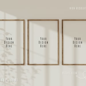 Mockup Frame, Set of 3 Wood Frame Mockup, Vertical Frame Shadow Overlay ...