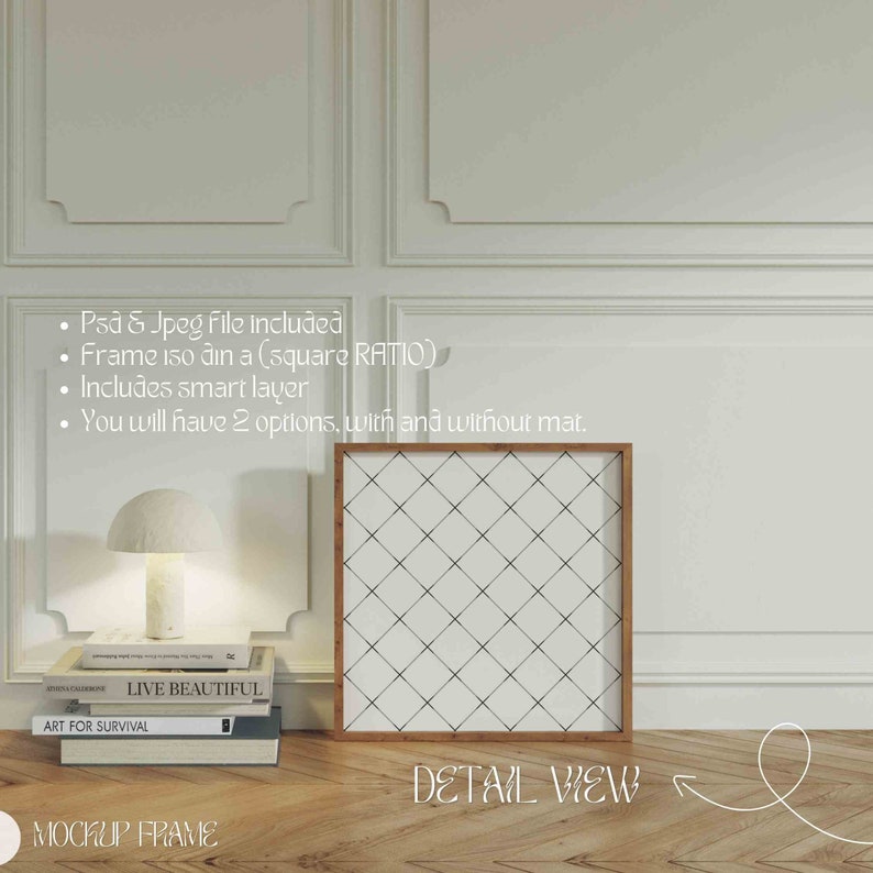 Square Wooden Frame Mockup: Shadow Overlay, Wall Art (digital Download ...