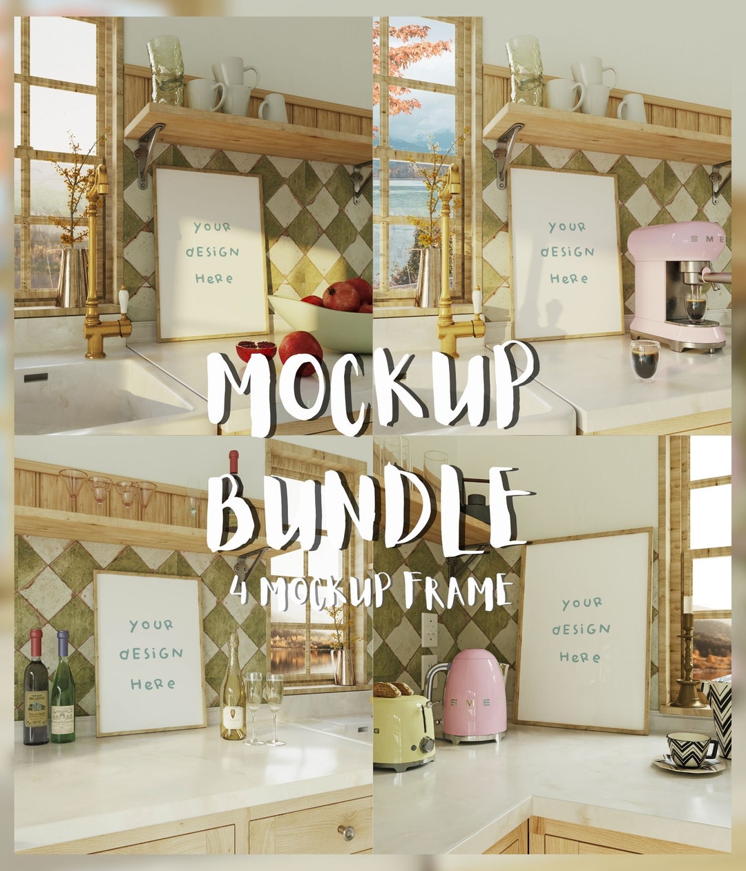PSD Mockup Bundle, Wood Frame Mockup, Frame Mockup, Artwork Mockup ...