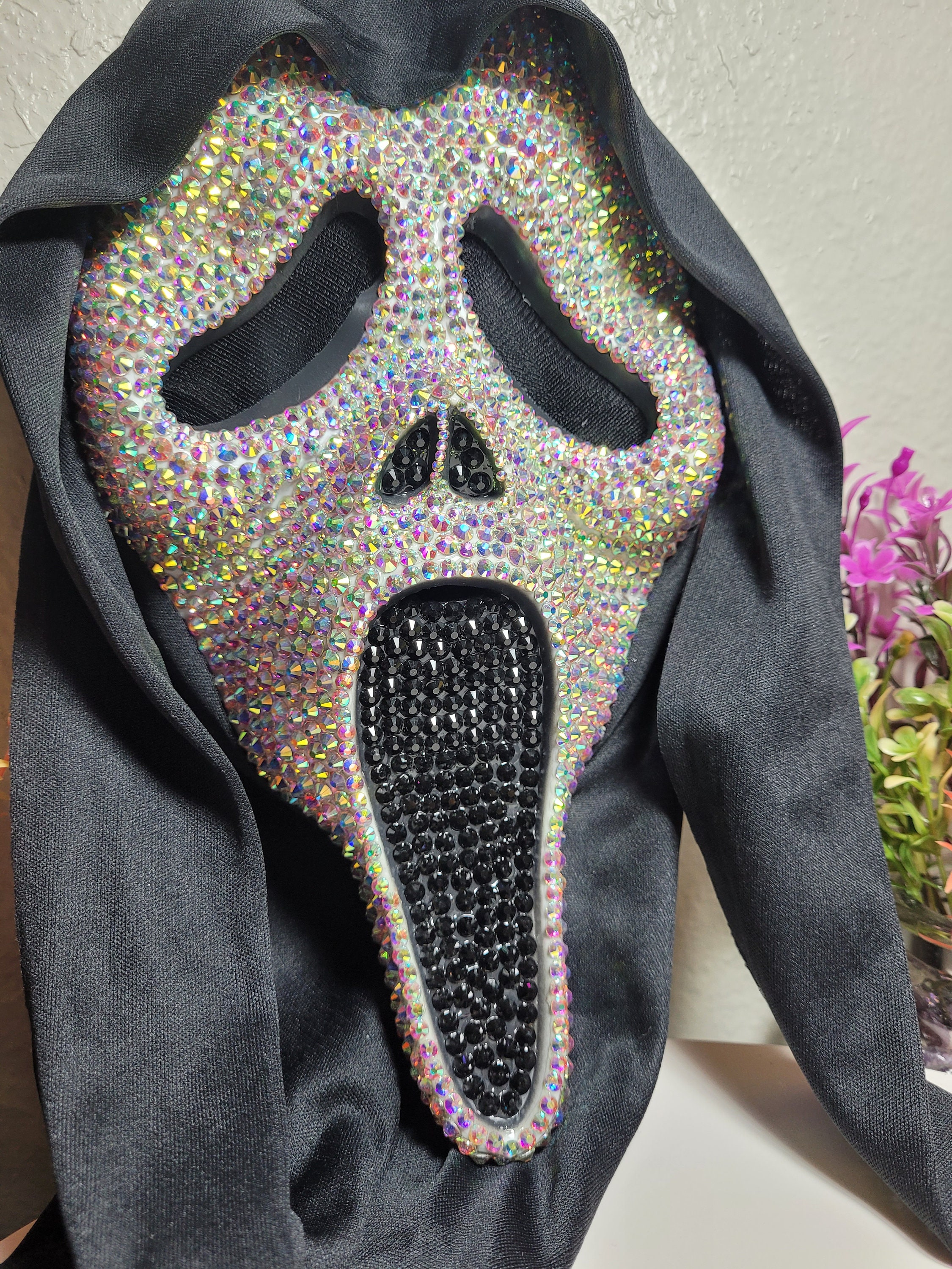 Blinged Scream Ghost Halloween Mask Bling Adult Costume Bedazzled ...