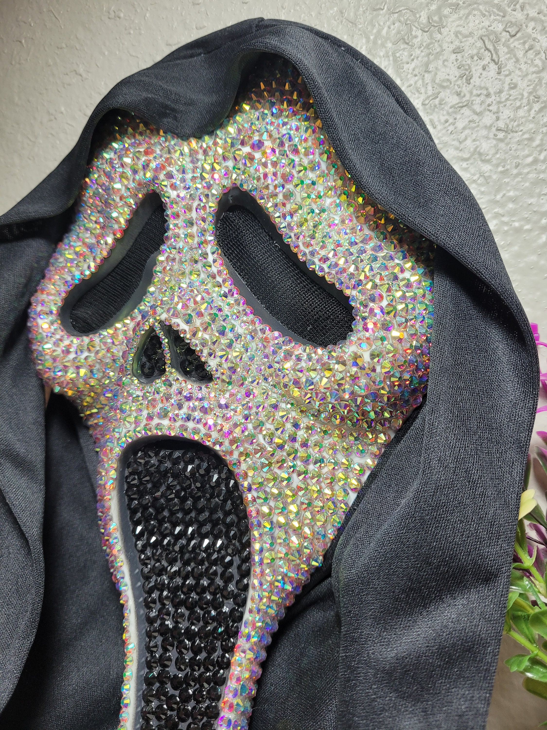 Blinged Scream Ghost Halloween Mask Bling Adult Costume Bedazzled ...