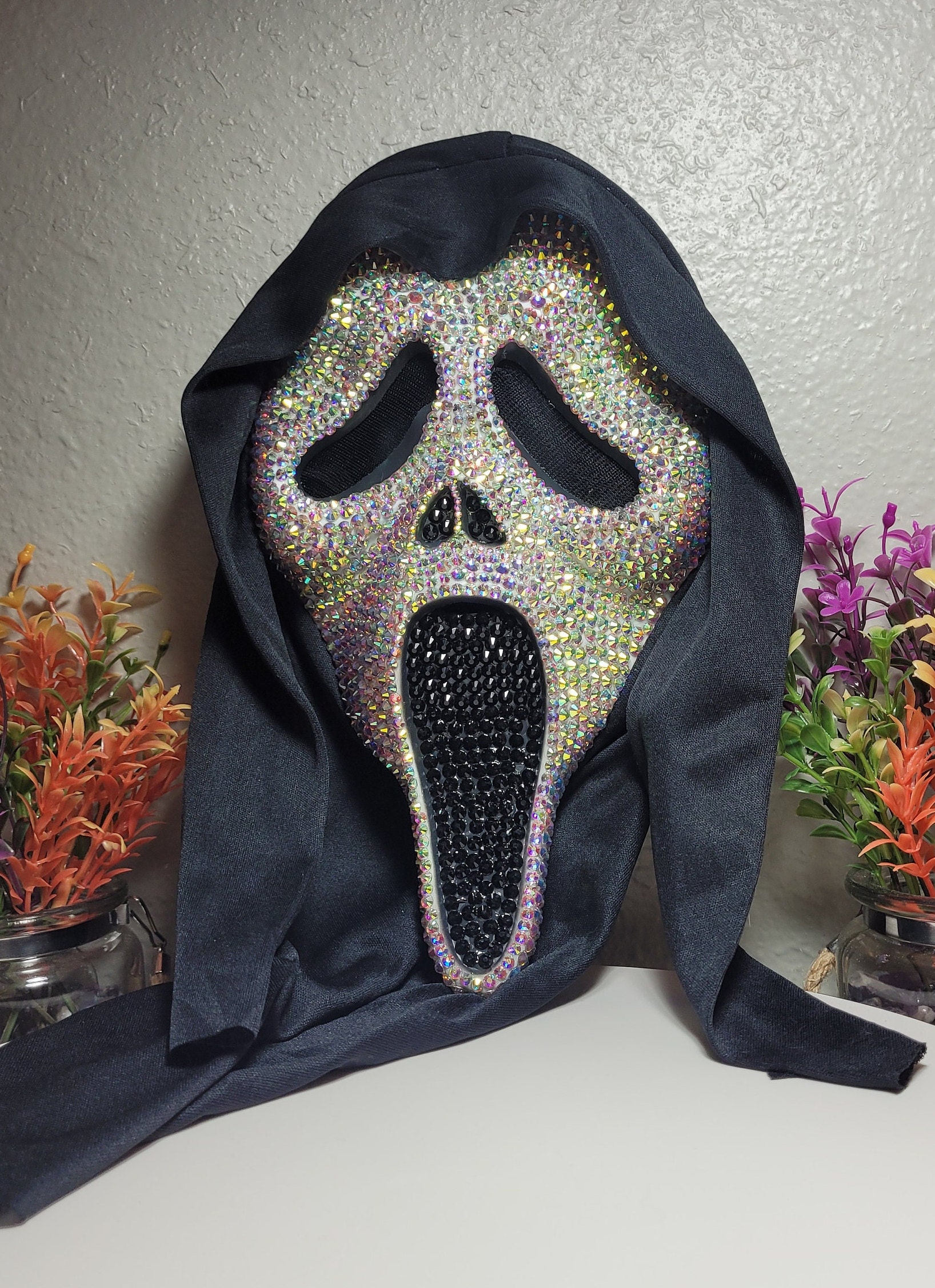 Blinged Scream Ghost Halloween Mask Bling Adult Costume Bedazzled ...