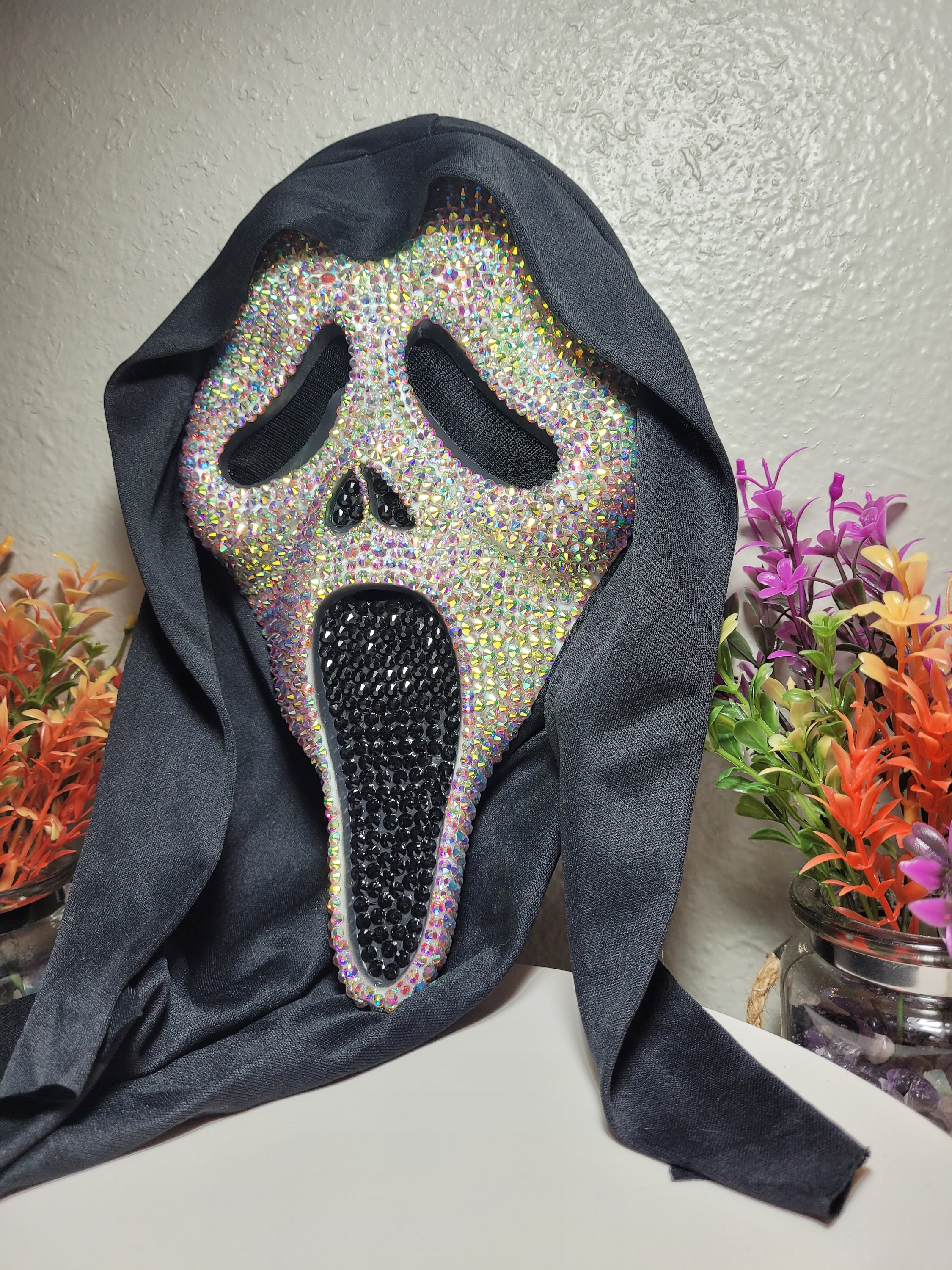 Blinged Scream Ghost Halloween Mask Bling Adult Costume Bedazzled ...
