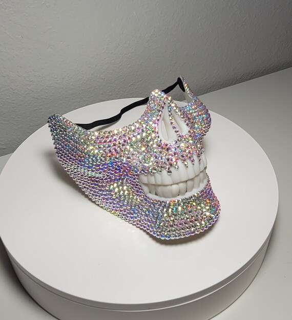 Large Blinged Skull Half Face Halloween Mask Bling Adult - Etsy