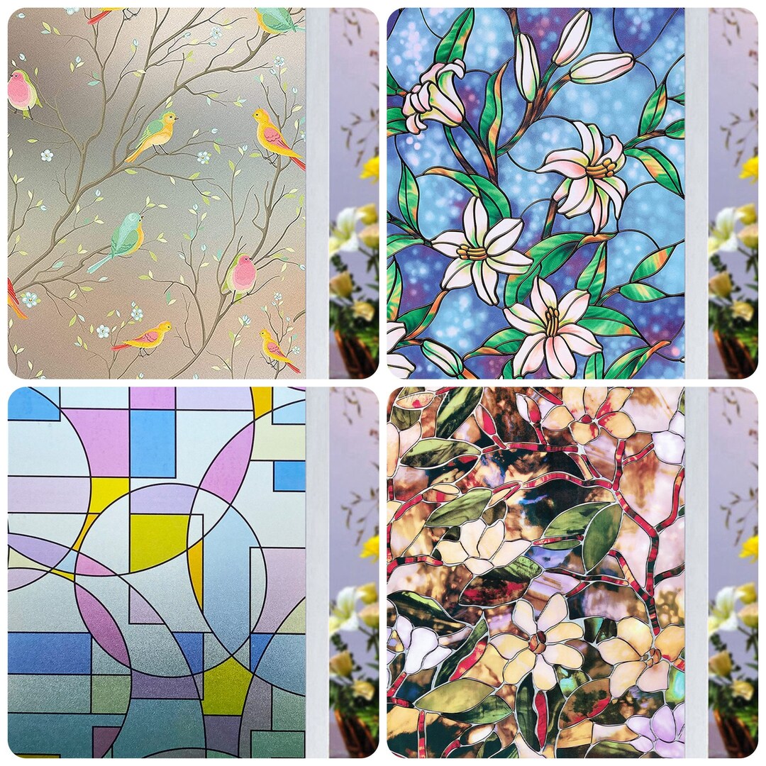 Frosted Privacy Window Film, Decorative Flower Window Vinyl, Window ...