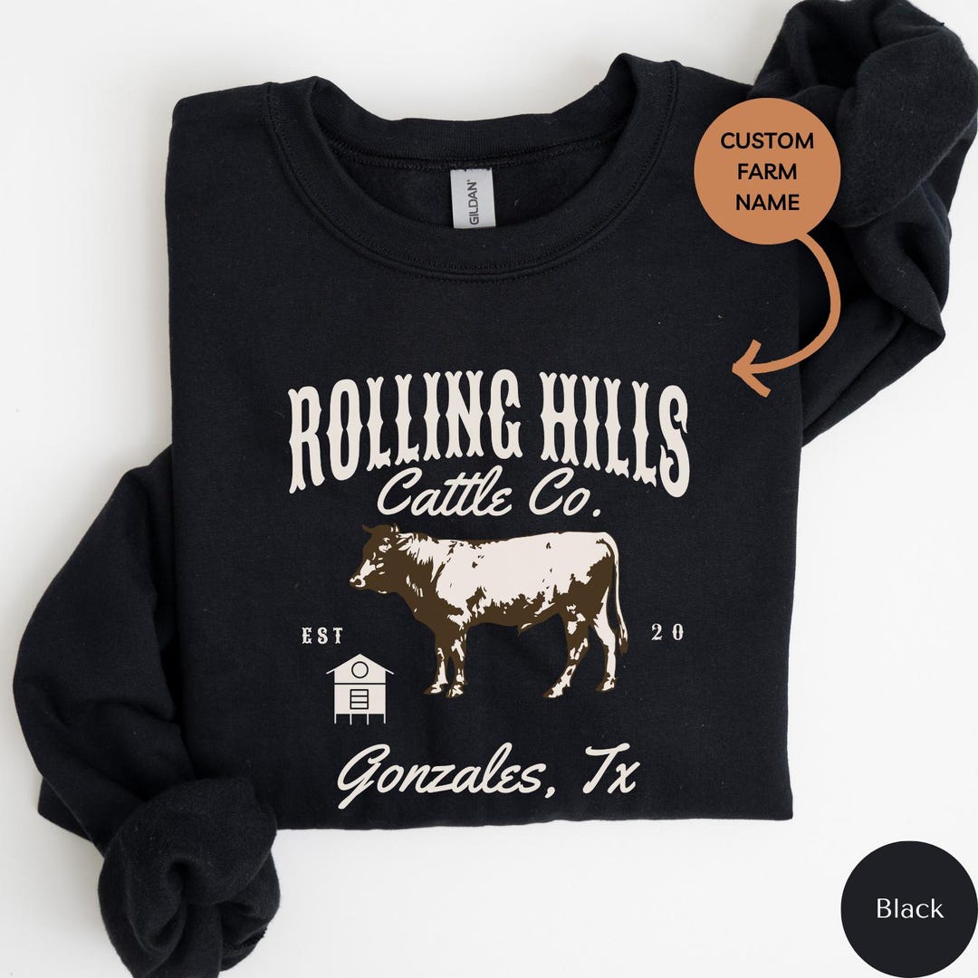 Custom Farm Sweatshirt, Vintage Cattle Sweater, Gift for Cow Lover ...