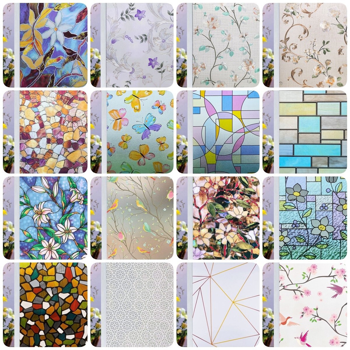 Frosted Privacy Window Film, Decorative Flower Window Vinyl, Window ...