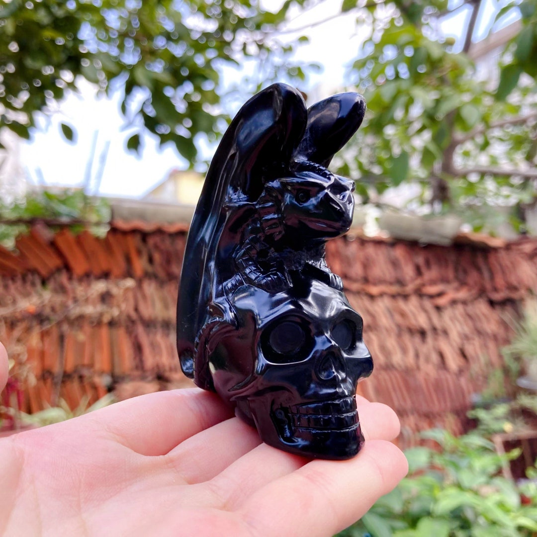 3.2'' Natural Obsidian Gargoyles Skull Carvedcrystal - Etsy
