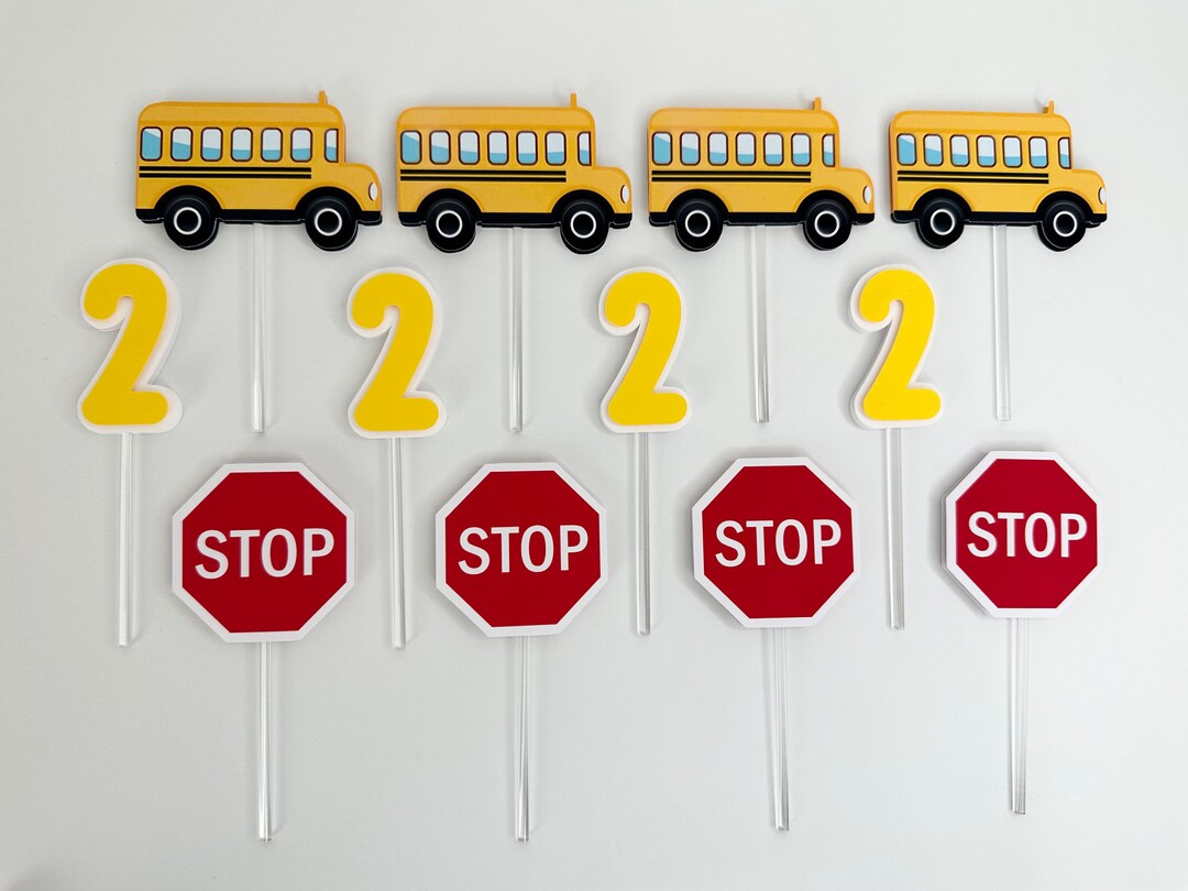 Wheels on the Bus Cupcake Toppers / Wheels on the Bus Party / Wheels on ...