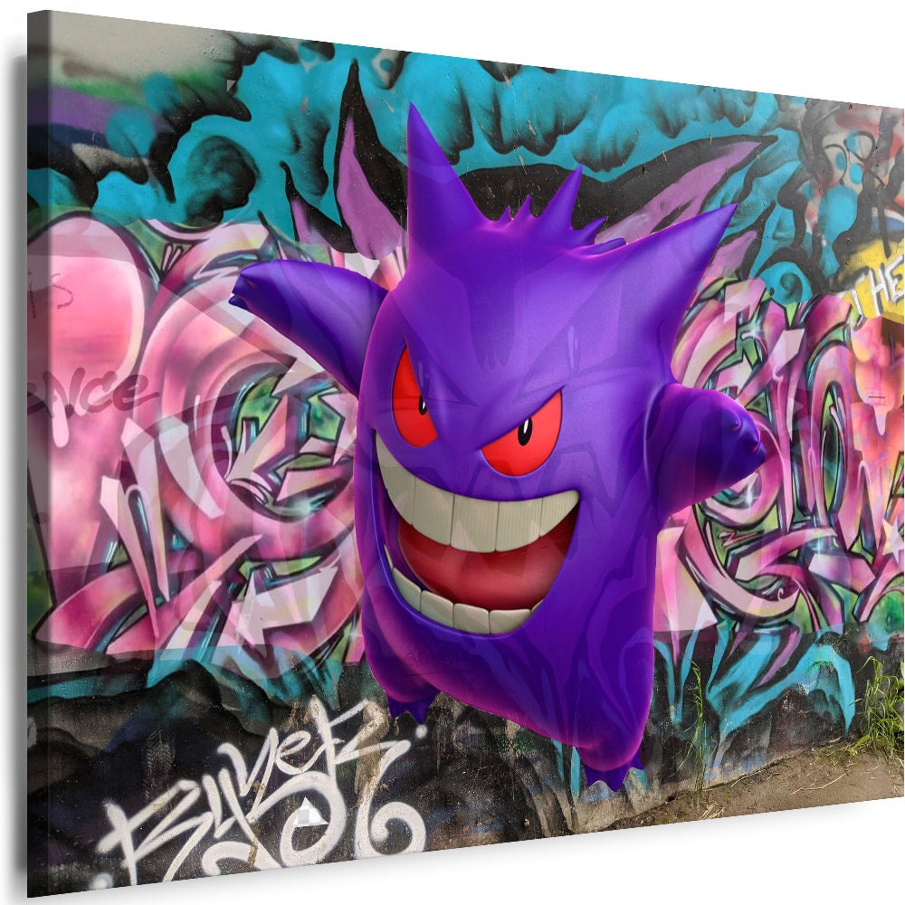 Canvas Pictures Gengar Anime Graffiti Cartoons Movie Kids Room for Boy ...