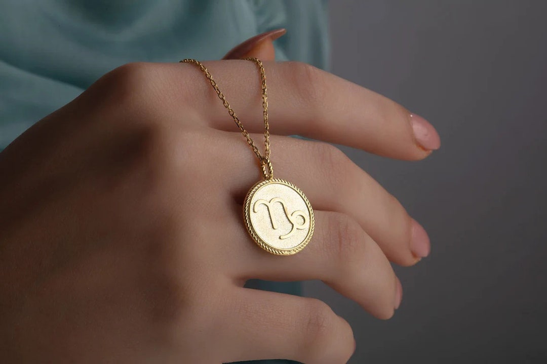 Capricorn Necklace, Constellation Necklace, 14K Gold Pendant, Gold Coin ...