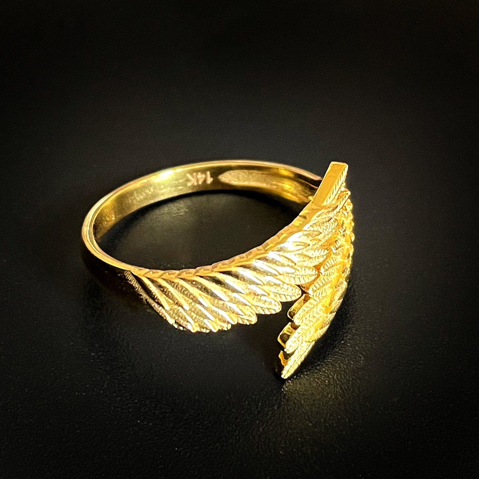 Solid Gold Open Angel Wings Ring 10K 14K 18K Gold Womens - Etsy