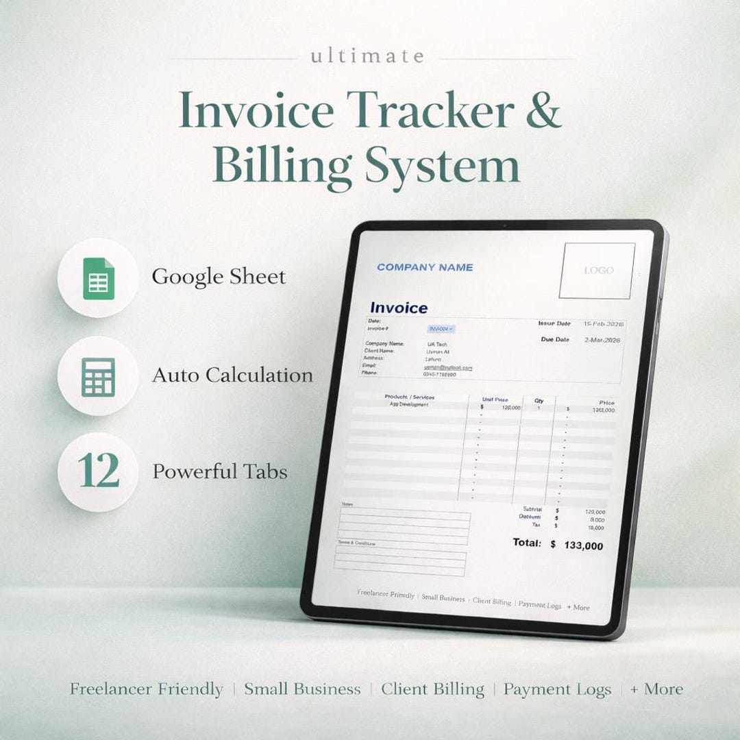 Invoice Tracker Spreadsheet, Client Payment Log, Small Business Billing ...