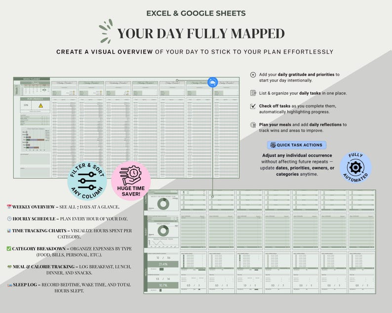 Digital Life Planner Spreadsheet Google Sheets & Notion Template ...