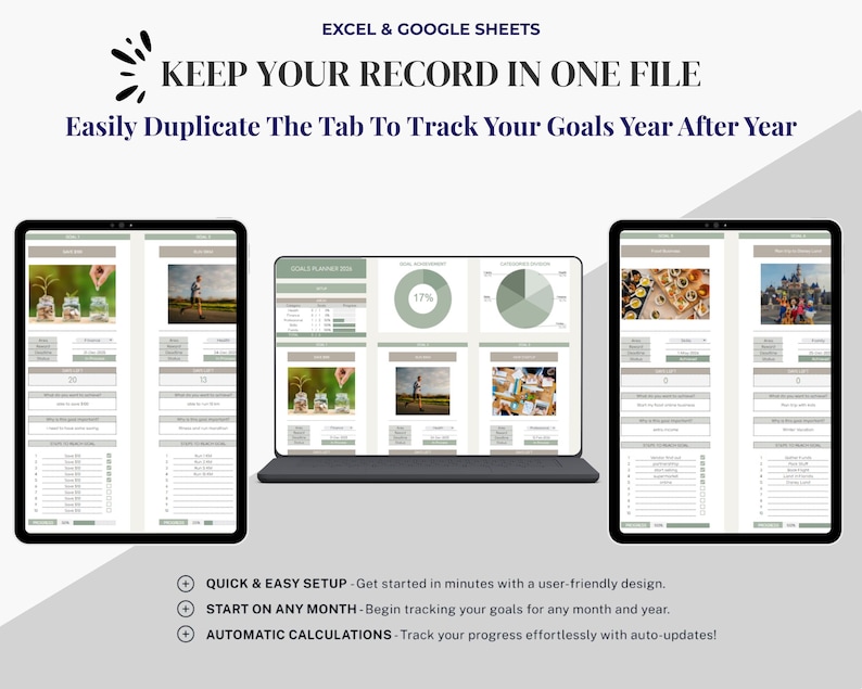 Goal Planner Spreadsheet: Google Sheets & Excel (digital Download) - Etsy