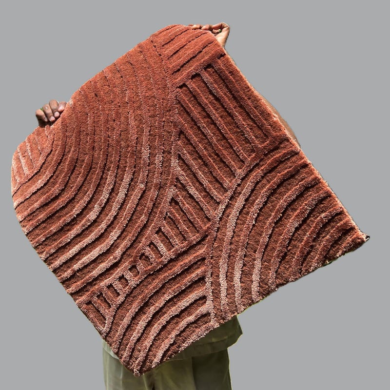 Rust Sculpted Area Rug - Etsy UK