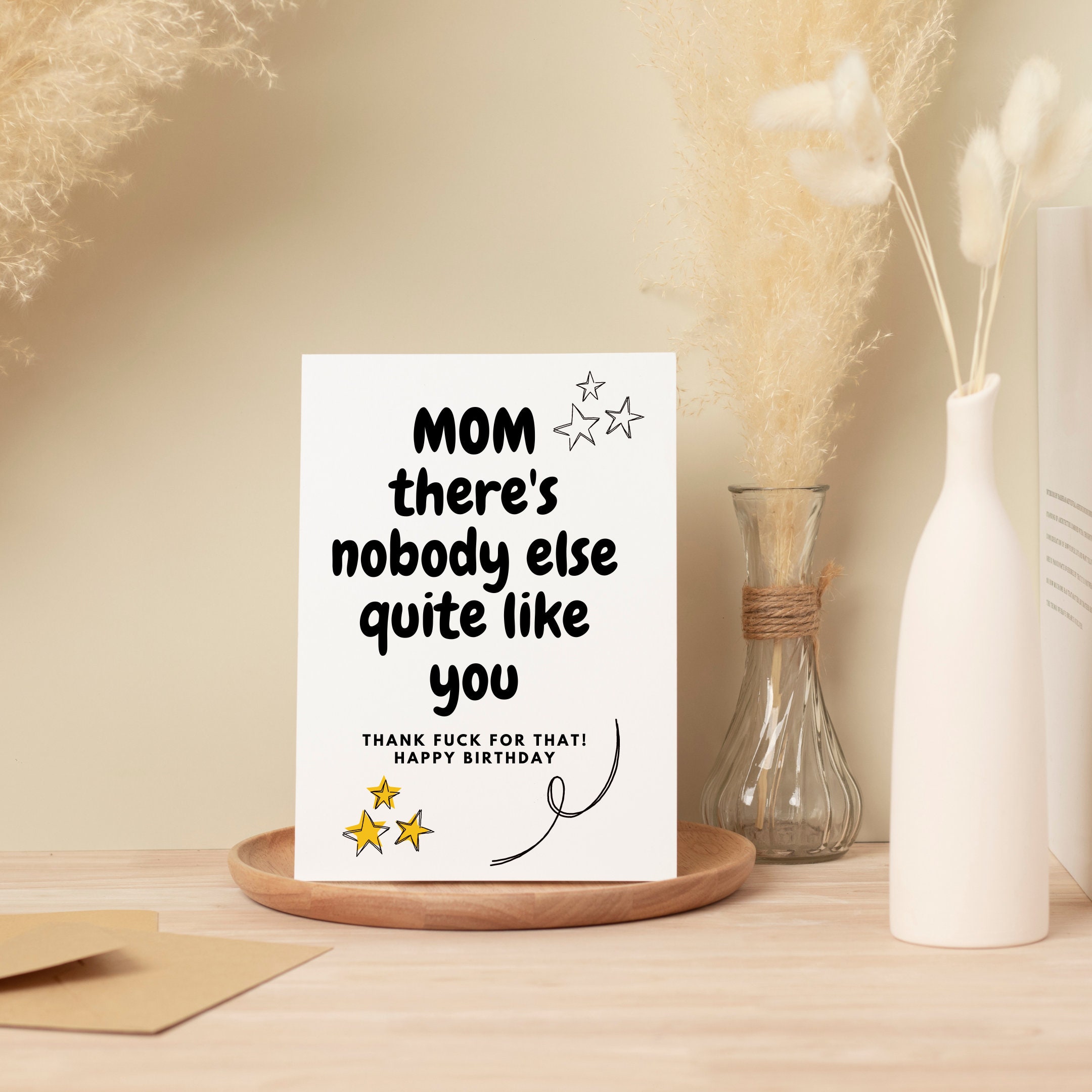 Mom Birthday Card, Quirky Birthday Card, Rude Birthday Card Mom, Funny ...