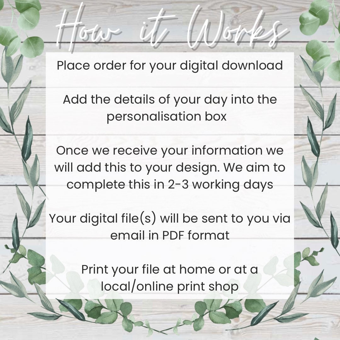 Table Numbers // Wedding Seating Plan // A5 Digital Download ...