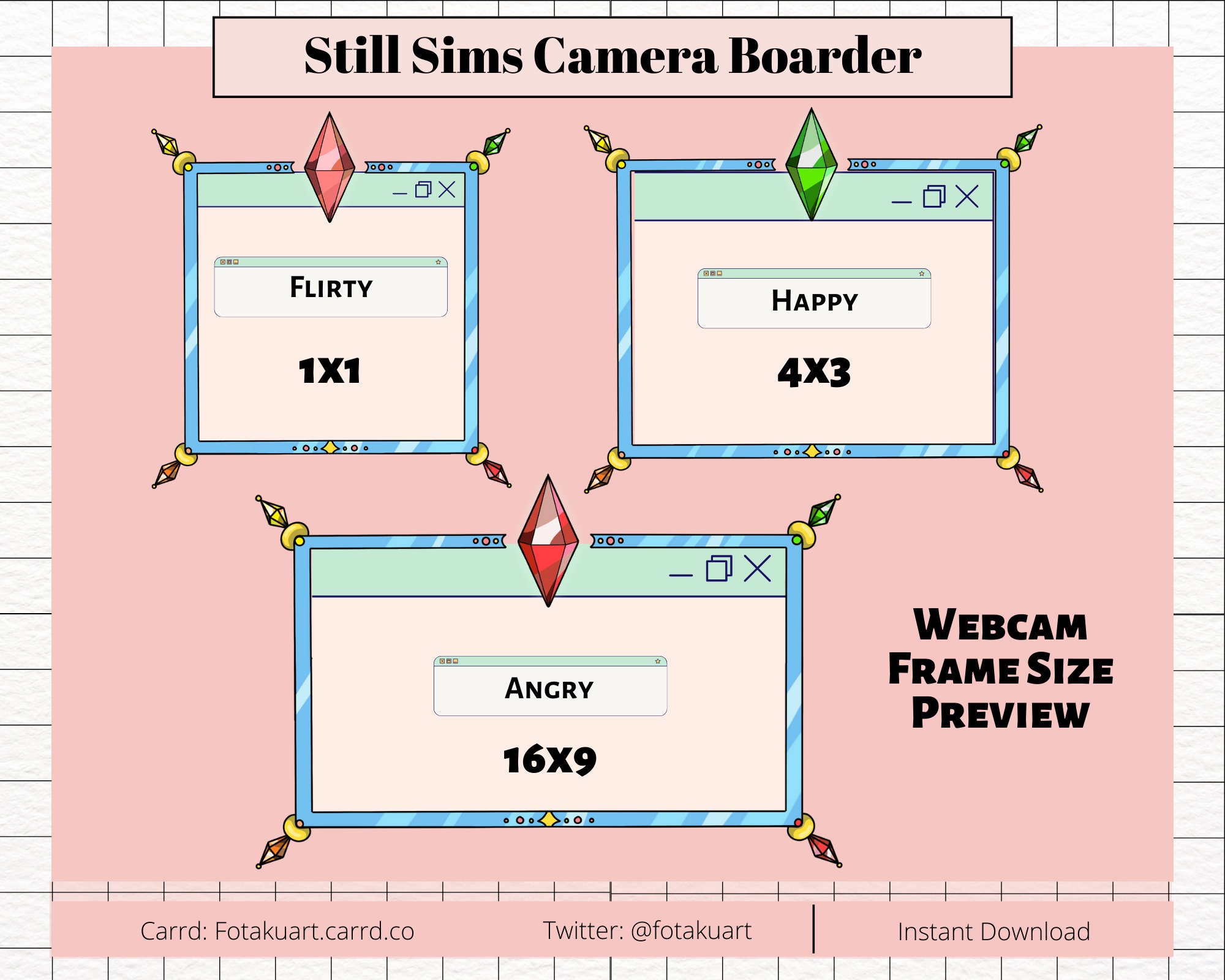 Animated Sims Inspired Camera Boarder, Twitch, Discord, Youtube ...